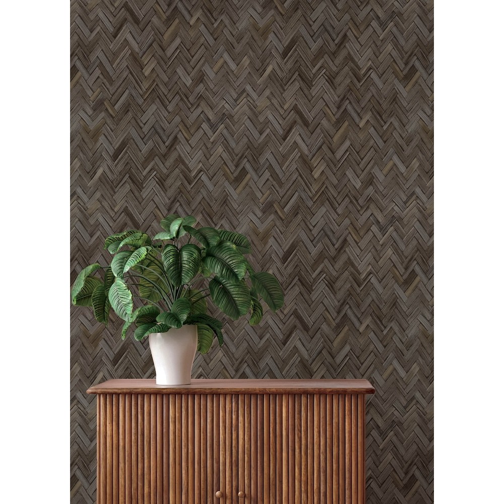4202-410358 - Ellery Charcoal Herringbone Wallpaper-Springhill by A Street