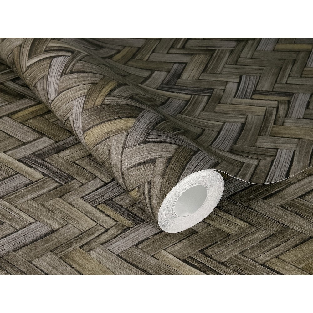 4202-410358 - Ellery Charcoal Herringbone Wallpaper-Springhill by A Street