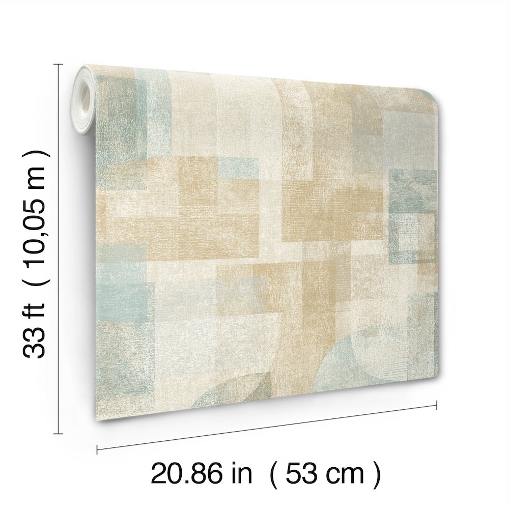 4191-83031 - Cassandra Teal Block Geometric Wallpaper