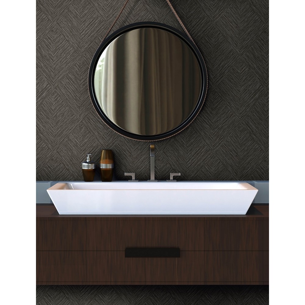 4191-83046 - Hollis Charcoal Textured Diamond Wallpaper by Chesapeake