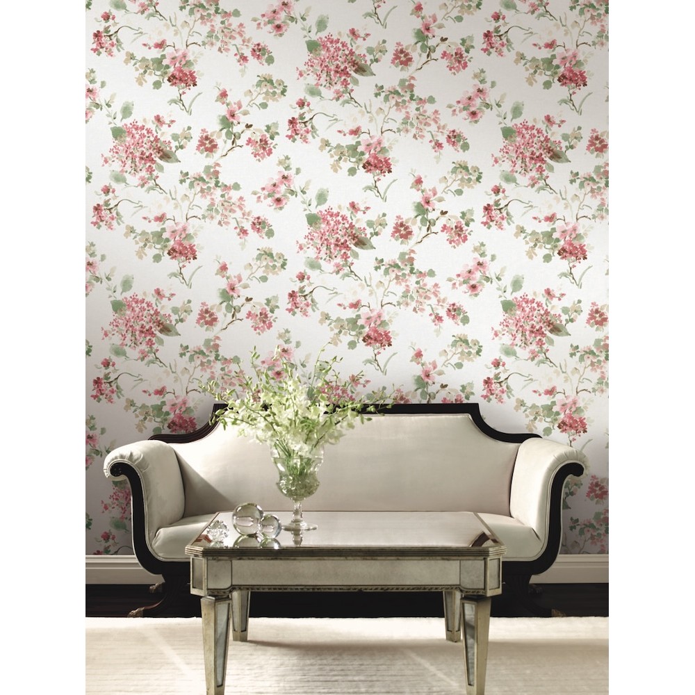 LL3231 - Veiled Garden Pink Floral Wallpaper-Layered Luxe