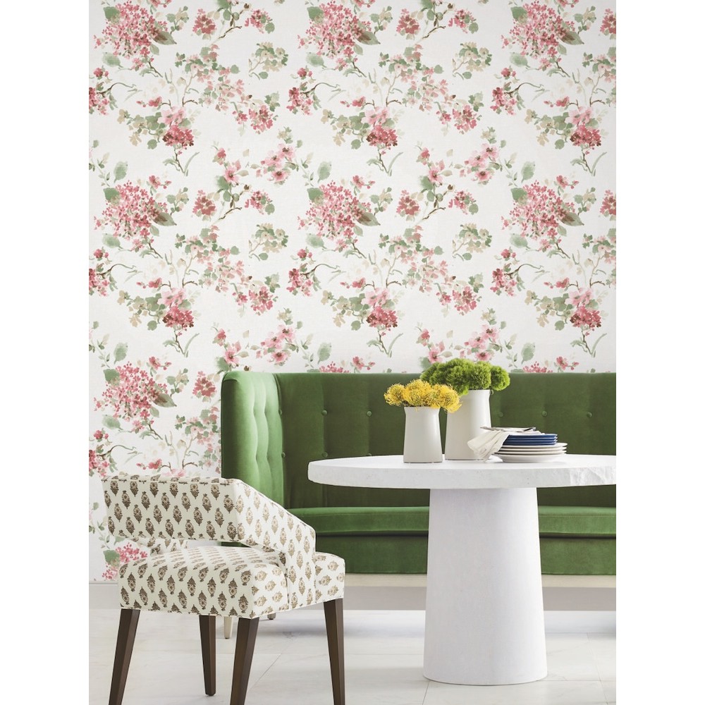 LL3231 - Veiled Garden Pink Floral Wallpaper-Layered Luxe